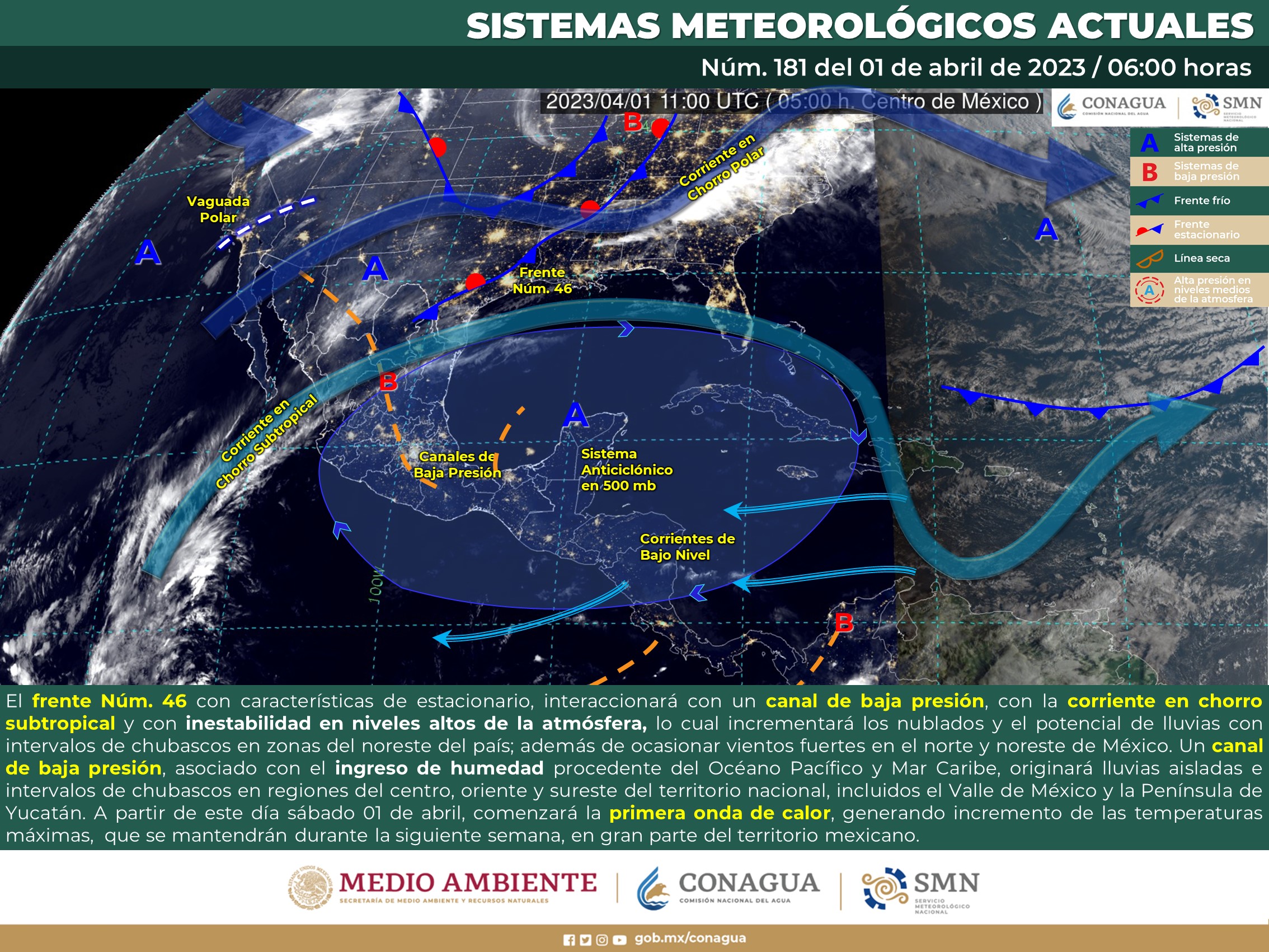 El Frente Núm. 46 y la corriente en chorro subtropical mantendrán ...